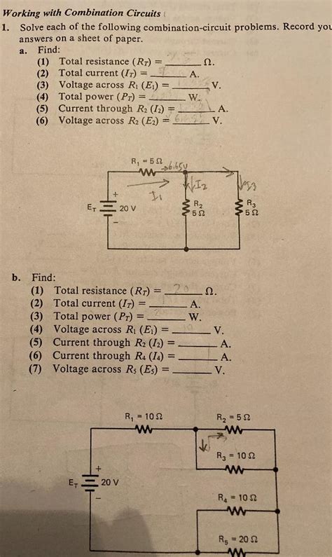 Solved A Working With Combination Circuits Solve Each Of Chegg