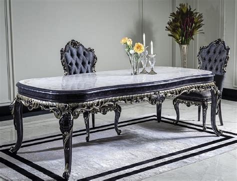 Casa Padrino Luxus Barock Esstisch Weiß Blau Gold Handgefertigter