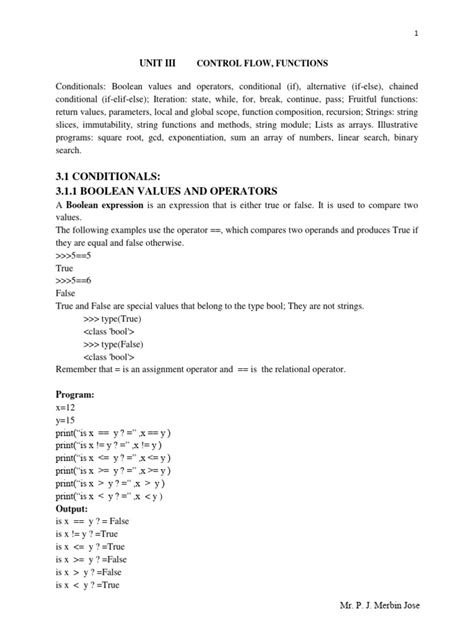 ge8151 unit iii pdf control flow boolean data type