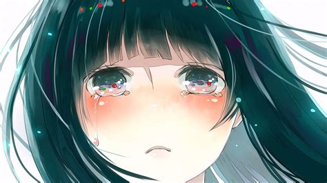 Anime Girl With Brown Hair And Brown Eyes Crying