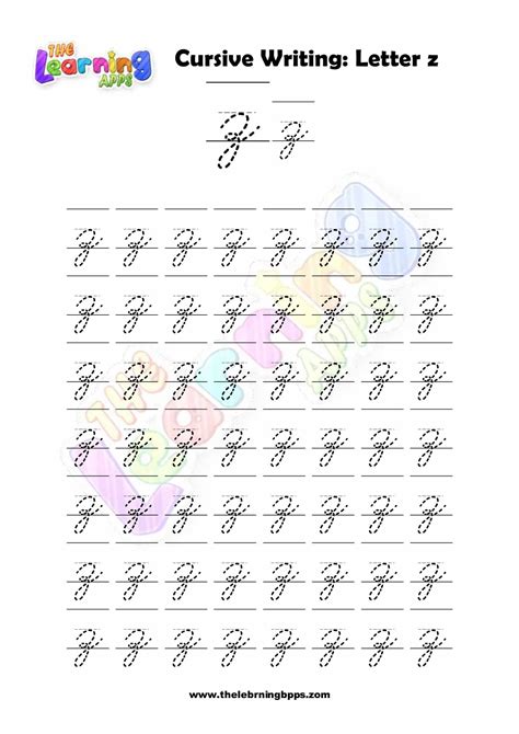 Free Printable Cursive Letter Z Writing Grade Worksheets