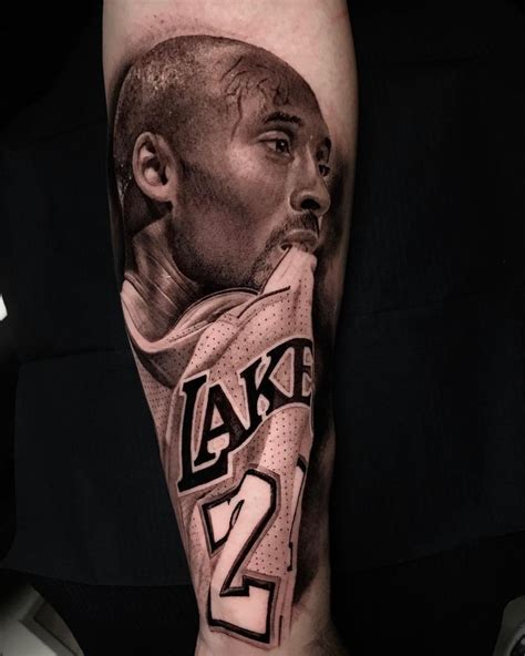 Kobe Bryant Tattoos Nba Black And Grey Tattoos Portrait Tattoo Lake