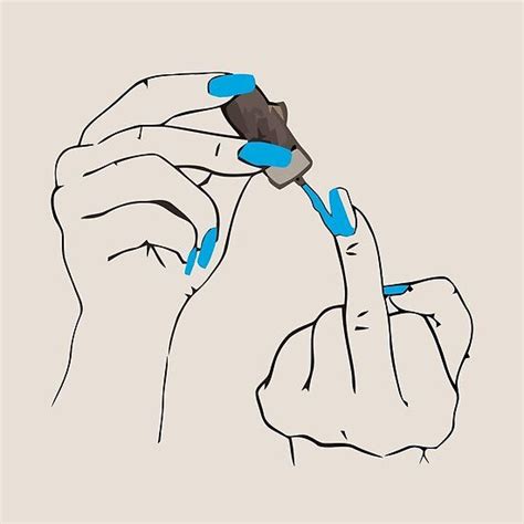 A Hand Holding A Cell Phone Up To The Camera With Blue Nail Polish On It