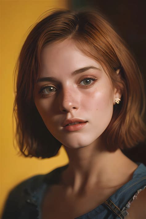 A Close Up Of A Woman With A Blue Dress And Earrings Seaart Ai