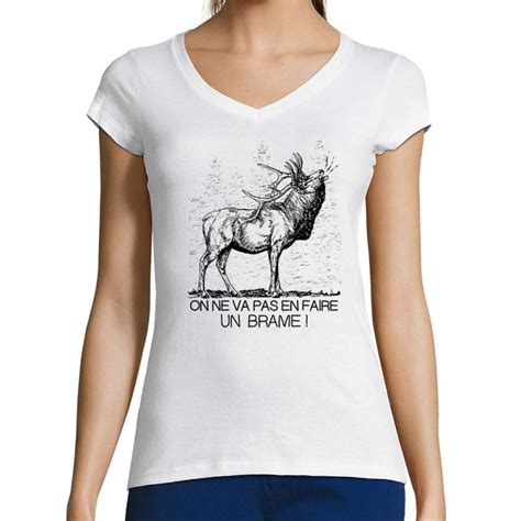 T Shirt Femme Col V En Faire Un Brame