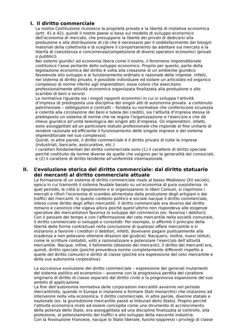 Appunti Presi A Lezione I Il Diritto Commerciale La Nostra