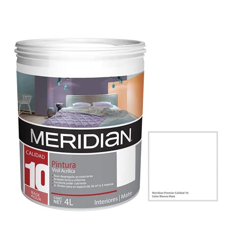 Pintura Meridian Premier A Os Blanco Mate Litros Walmart