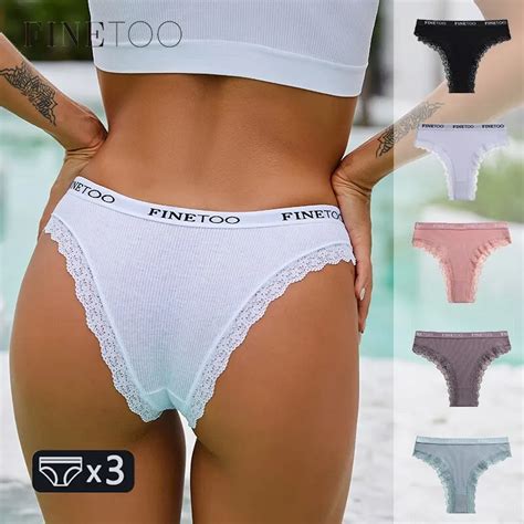 FINETOO Sous V Tements En Coton Pour Femmes 3 Pi Ces Culotte Sexy Avec