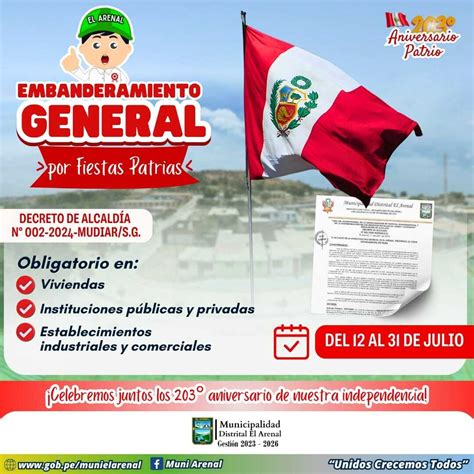Embanderamiento General por Fiestas Patrias en El Arenal Campañas