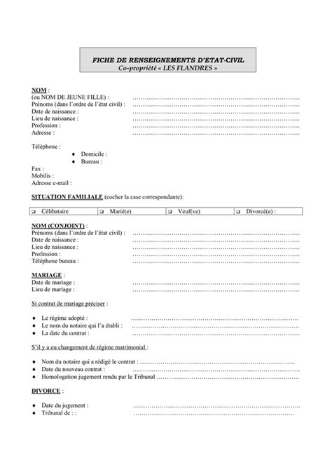Fiche de renseignements téléchargement gratuit documents PDF Word et