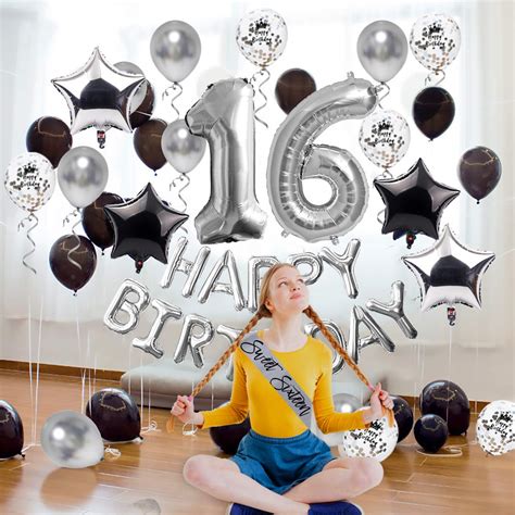 Th Birthday Decorations Supplies Silver Sweet Silver Birthday