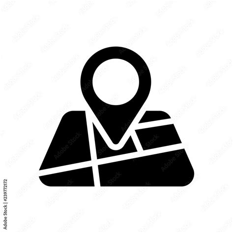 Map With Pin Geo Locate Pointer Icon Black Icon On White Background