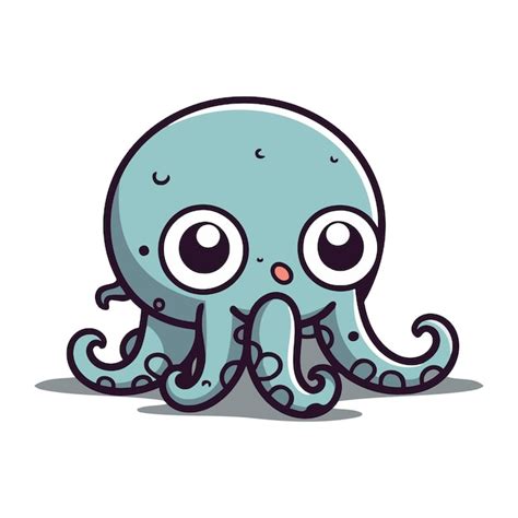 Lindo pulpo de dibujos animados ilustración vectorial aislada en fondo