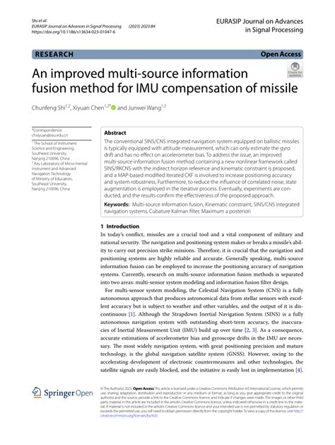 pdf an improved multi source information fusion method for imu compensation of missile