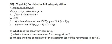 solved consider the following algorithm what does the