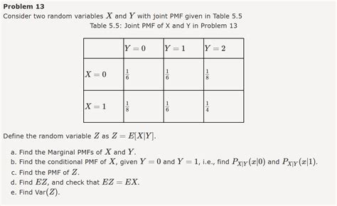 consider two random variables x and y with joint pmf