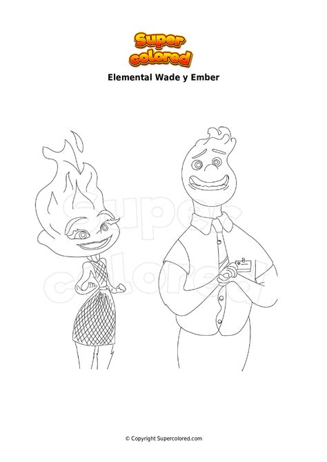 Dibujo Para Colorear Elemental Wade Y Ember Supercolored