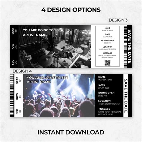 Editable Concert Ticket Canva Template Printable Event Etsy Australia