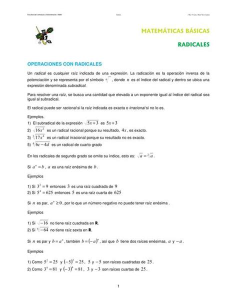 Operaciones Con Radicales Lanotamatematica Udocz