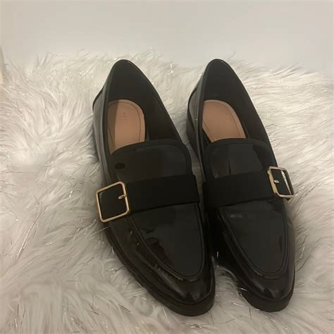 Zara Shoes Zara Trafaluc Black Patent Leather Loafer W Buckle Size