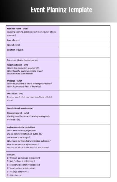 Event Planning Template Sample Template Business Psd Excel Word Pdf