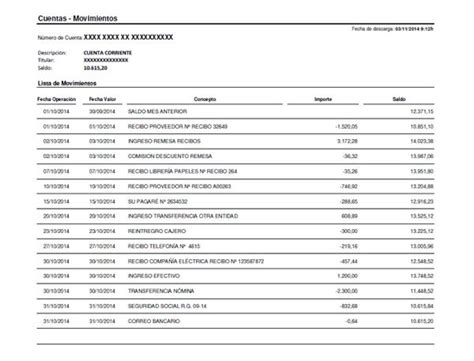 Extracto bancario ejemplo conciliación bancaria Bancaria
