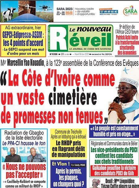 Titrologie de Le Nouveau Réveil N6366 du mardi 6 juin 2023 Abidjan