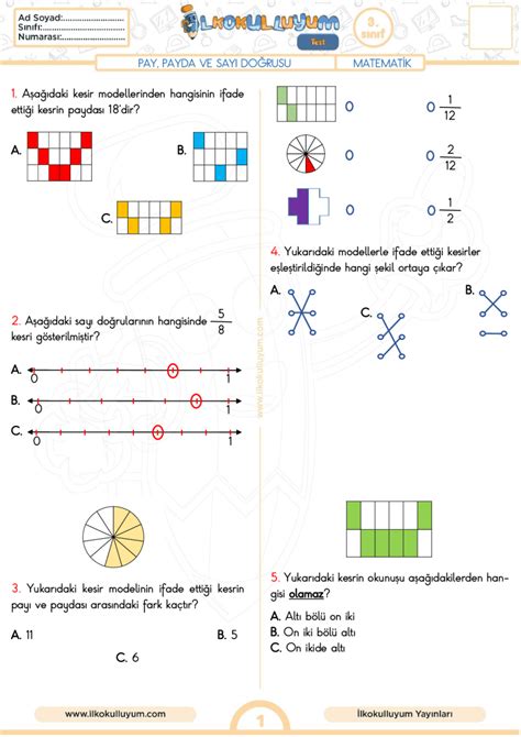3 Sınıf Matematik Kesirler Dosyaları