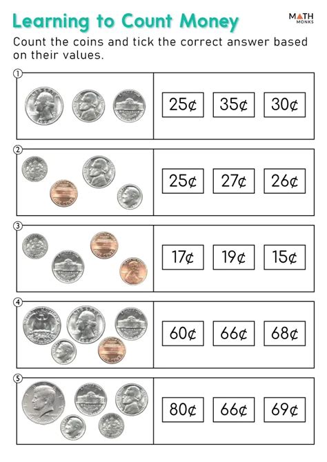Free Printable Money Worksheets For First Grade Printable Online