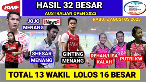 Hasil Lengkap Australia Open Hari Ini Day R Ginting Komang