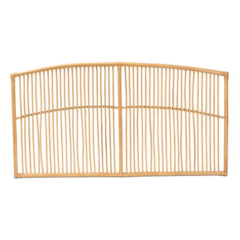 Malvina Rattan Wall Mount Queen Headboard In Natural Brown By Baxton