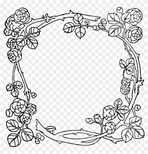Clip Art Black And White Flower Frame Webframes Org