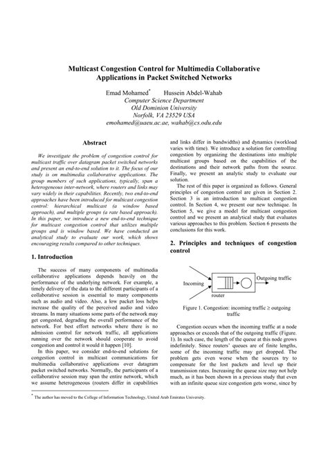 pdf multicast congestion control for multimedia collaborative applications in packet switched