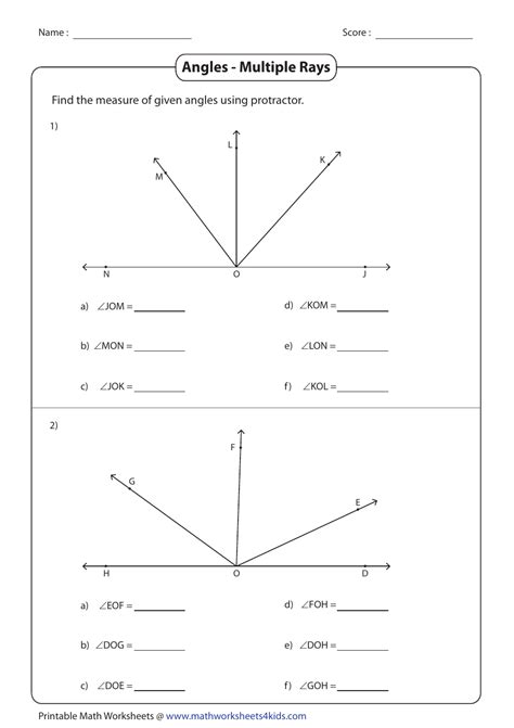 Points Lines And Angles Worksheet