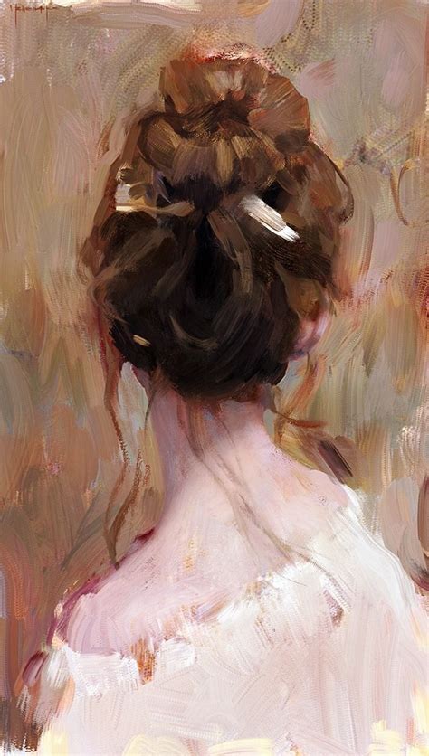 An Oil Painting Of A Woman S Back With Her Hair In A Low Bun