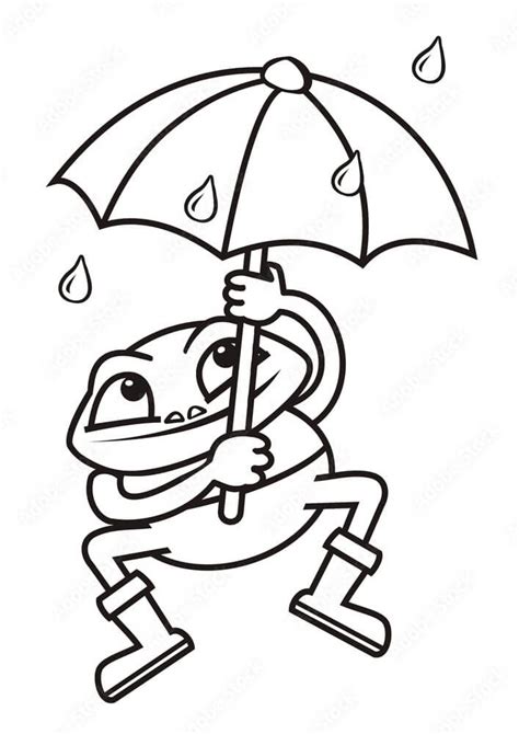 Coloriage Grenouille avec Parapluie télécharger et imprimer gratuit