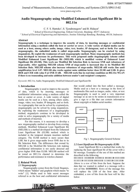pdf audio steganography using modified enhanced least significant bit in 802 11n