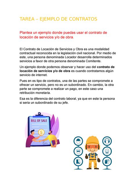 Tarea Ejemplo De Contratos TAREA EJEMPLO DE CONTRATOS Plantea Un