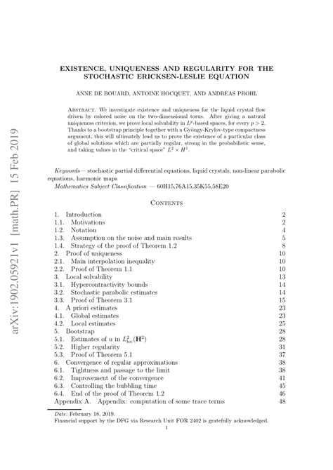 pdf existence uniqueness and regularity for the stochastic ericksen leslie equation