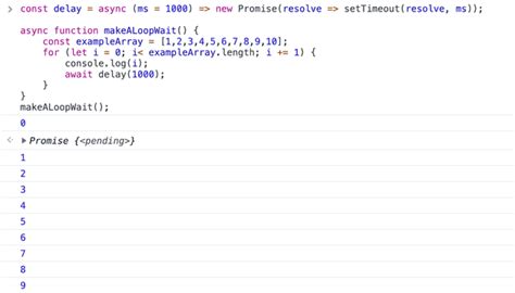 how to make a loop wait in javascript atomized objects