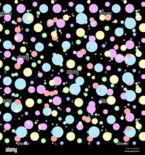 Seamless Polka Dot Pattern With Circles Of Fresh Colors On A Black