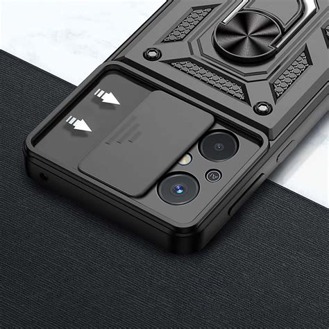 etui do xiaomi redmi 12c pancerne ring z osłona na aparat czarne szkło