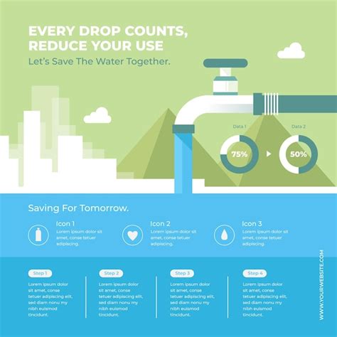 Diseño plano infográfico del día mundial del agua Vector Premium