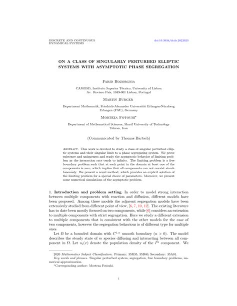 pdf on a class of singularly perturbed elliptic systems with asymptotic phase segregation