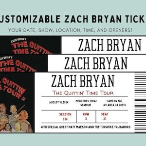 Zach Bryan The Quittin Time Tour 24 Customizable Horizontal Concert