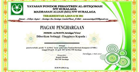 Contoh Piagam Penghargaan Untuk Narasumber Dalam IMAGESEE