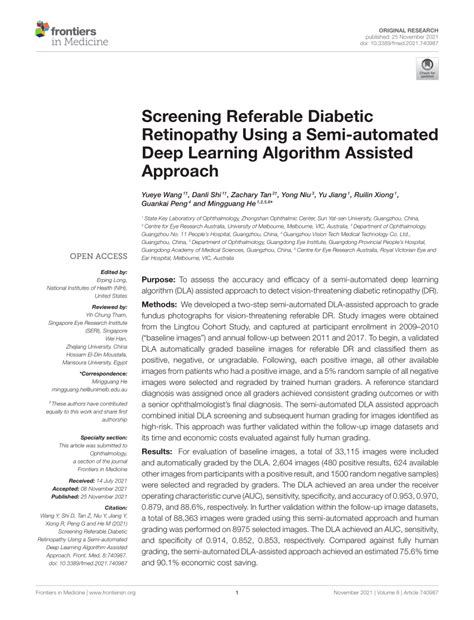 pdf screening referable diabetic retinopathy using a semi automated deep learning algorithm
