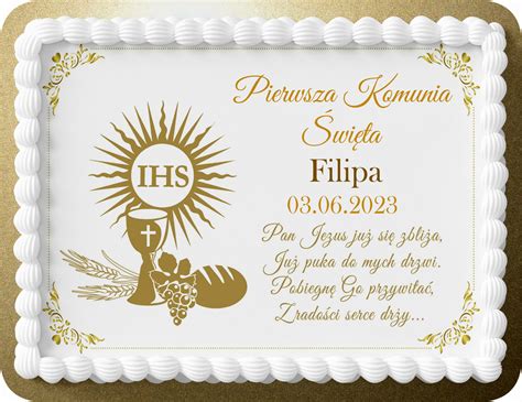 Opłatek na tort Komunijny Komunia Święta Prostokątny Wafers Premium