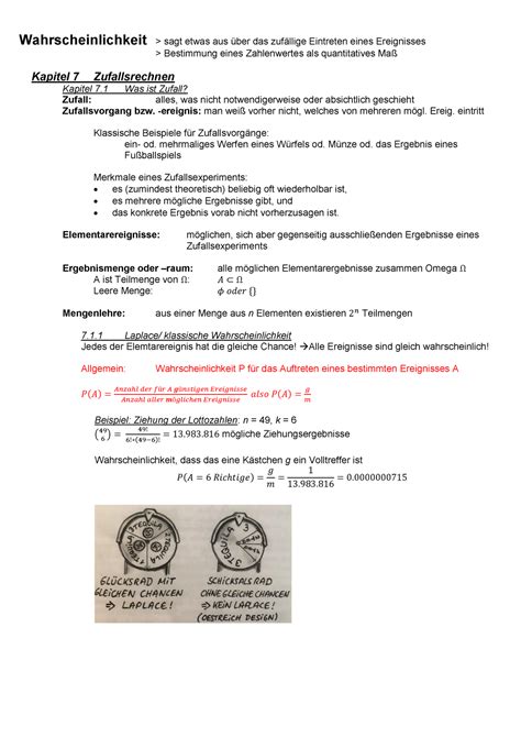 Statistik Zusammenfassung 2 Teil Wahrscheinlichkeit Kapitel 7 Sagt