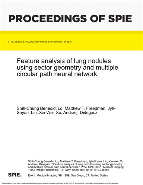pdf feature analysis of lung nodules using sector geometry and multiple circular path neural